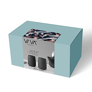 VIVA Nicola Charcoal Porcelain Double Wall Handless Tea and Coffee Cups - Set of 2 Coffee Mugs - 5 oz / 150 ml