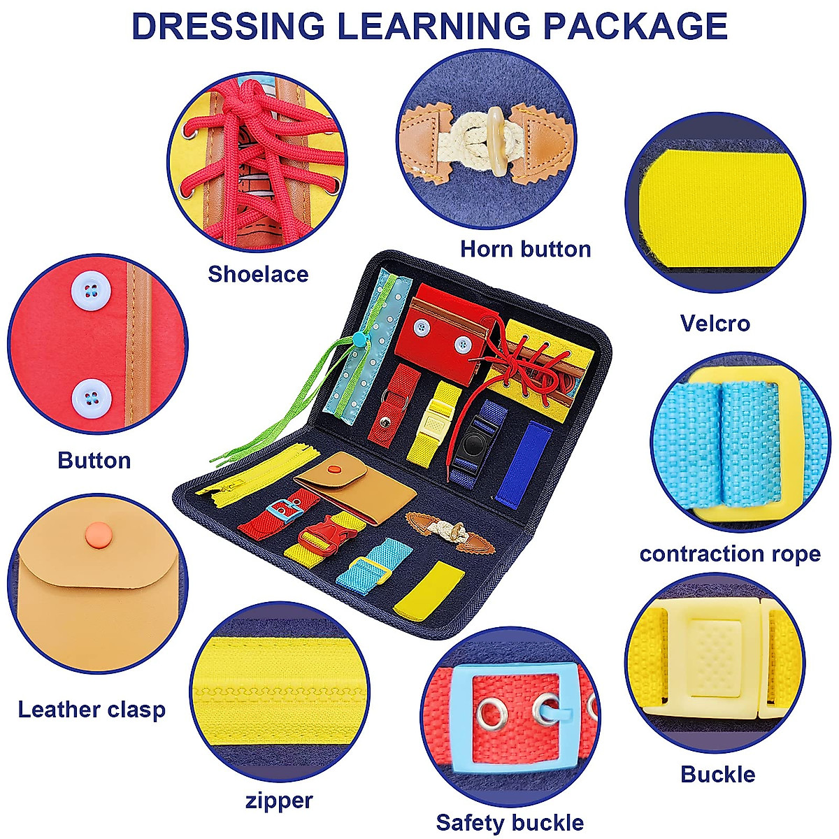 Visen Toddler Busy Board Toys,Preschool Educational Learning Toys,Kids Learn to Dress Buckle Basic Skills,Montessori Toys for Toddlers,Sensory Toys for Toddlers 1-6 Year Old Boys/Girls Gift