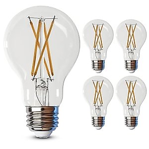 Feit Electric LED Clear A19 Medium Base Light Bulb - 60W Equivalent - 15 Year Life - 810 Lumen - 2700K Soft White - Dimmable | 4-Pack