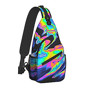 Psychedelic Trippy Sling Backpack,Casual Crossbody Shoulder Backpack Sling Bag Chest Daypack for Men Women Sport Hiking Gym