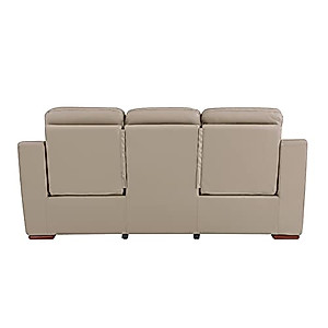 Blackjack Furniture Walker Leather Match Upholstered Reclining Living Room Sofa, Beige