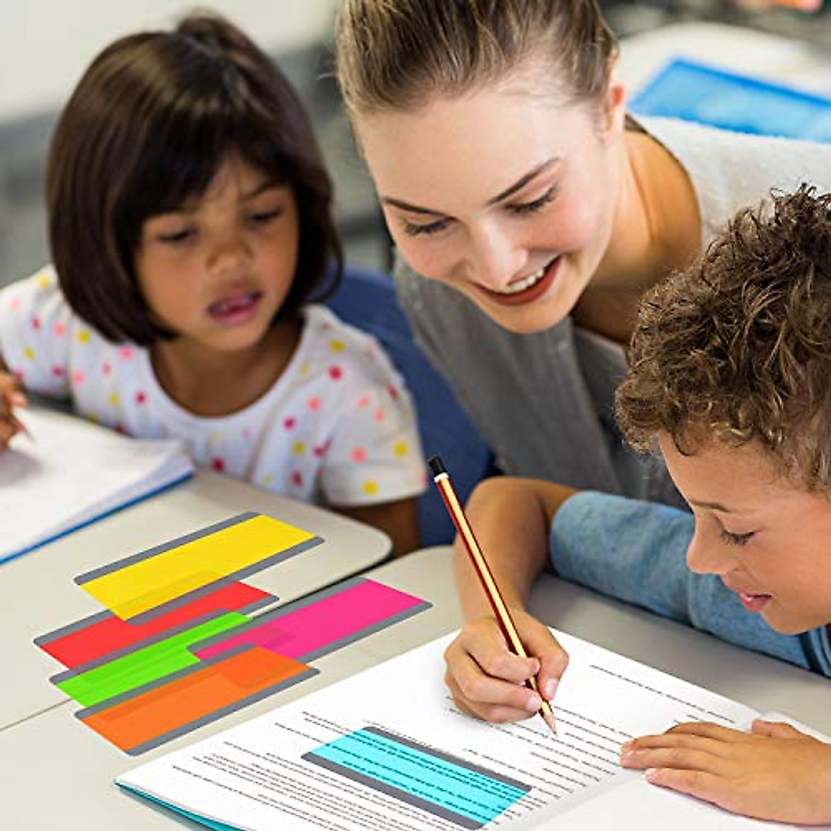 12 Pieces Guided Reading Highlight Strips with 2 Sizes Colored Overlay Highlight Bookmarks for Children and Teacher Supply Guided（6 Standard Size and 6 Large Size）