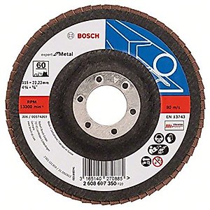 Bosch Professional 2608607350 Metal Prof 115mm Flap disc Straight G60, Black/Brown