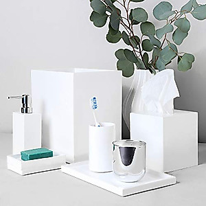 Jonathan Adler Lacquer Bath Wastebasket, One Size, White