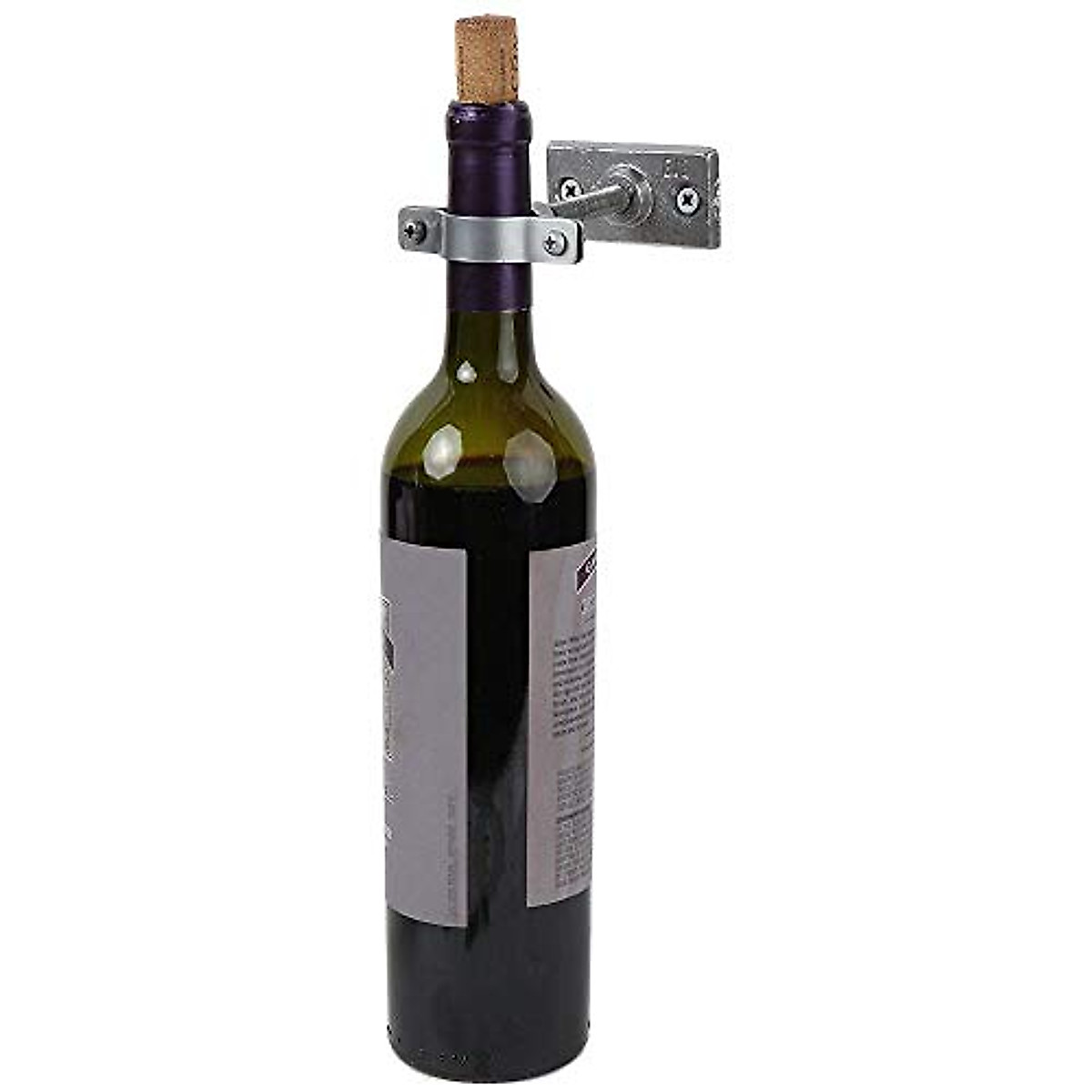 Lily's Home Bar Wall Mount Single Wine Bottle Display Holder, Industrial Design with Mounting Hardware, Works with Wine or Liquor Bottles, Silver Finish (4-1/2” x 1-3/8” x 2-3/4”)
