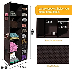 coastal rose Hanging Closet Storage Organizer, 15 Sections Closet Organizers and Storage Shelves Shoe Rack Holder Hanger, Coffee
