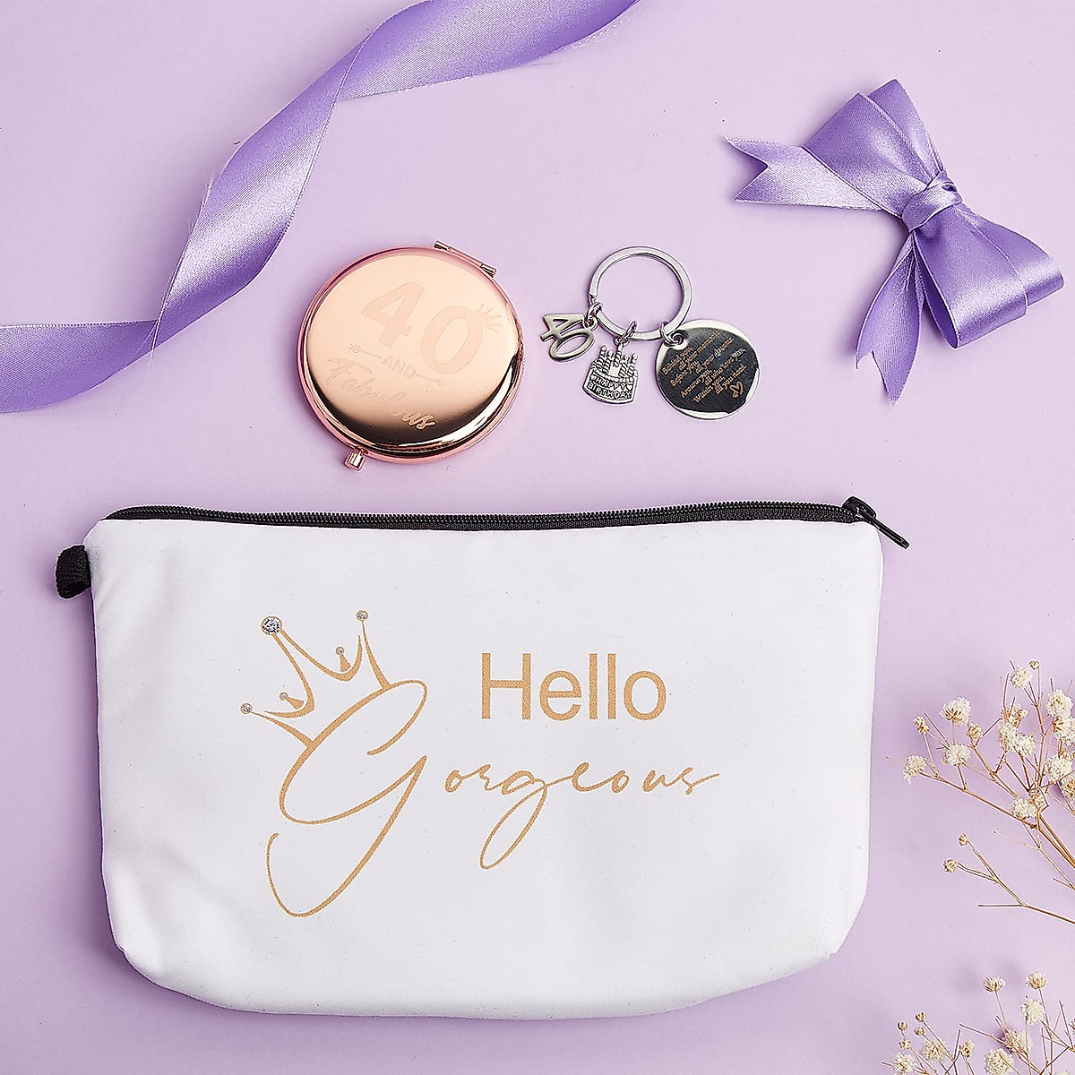 40th Birthday Gifts for Women - Birthday Gifts Box for Her Include Tumbler, Gift Cards,Socks, Straw, Candle, Coaster, Stopper and Brush - Ideal Birthday Gift Box for Women, Coworker, Sister, Aunt