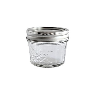 Ball - Quilted Crystal Jelly Jars with Lids & Bands | 6-Pack 4oz Mason Jars | Clear Glass Jars for Kitchen Storage & Canning for Herbs, Jelly, Jams, and Spices| 4 Ounce Regular Mouth Jars with Lid