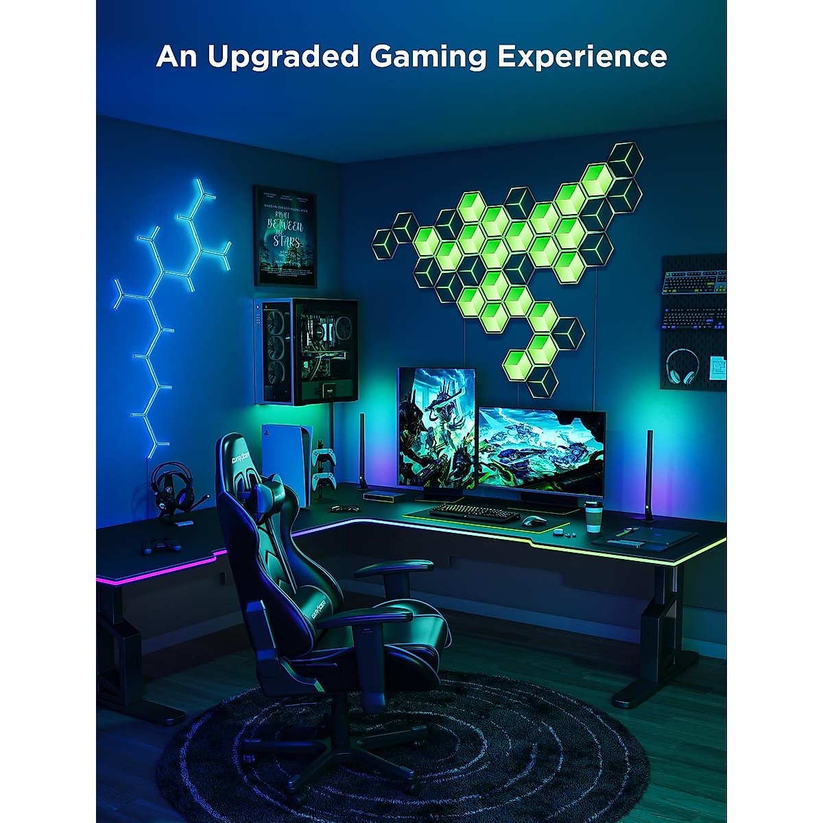 Govee Glide Hexagon Light Panels Ultra, 3D Wall Lights with DIY Program, RGBIC LED Gaming Lights for Wall, LED Lights for Gaming Setup with 129 Lamp Beads, Works with Alexa, 10 Pack, Meteor Gray