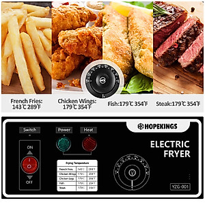 Deep Fryer Electric Commercial Fryer Large 21.14QT with Baskets and Lids, Temperature Limiter and 2 x 6.34QT Thicken Stainless Steel Dual Tank for Commercial and Home Use