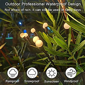 SKYK 10 LED Starburst Swaying Solar Lights,Solar Powered Firefly Lights Outdoor Waterproof,Fluttering by Wind Solar Garden Lights for Pathway Yard Patio Landscape Decor,Bright Warm White (2 Packs)