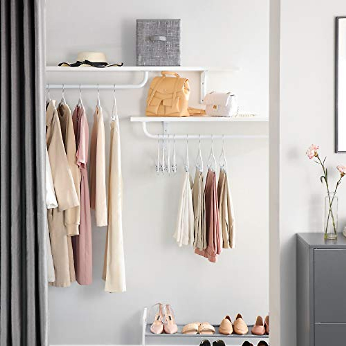 SONGMICS Pants Hangers Bundle, 2 Sets of 30-Pack Velvet Hangers with Adjustable Clips, Non-Slip, Space-Saving for Pants, Skirts, Coats, Dresses, Tank Tops, White and Black UCRF012W02 and UCRF12B30