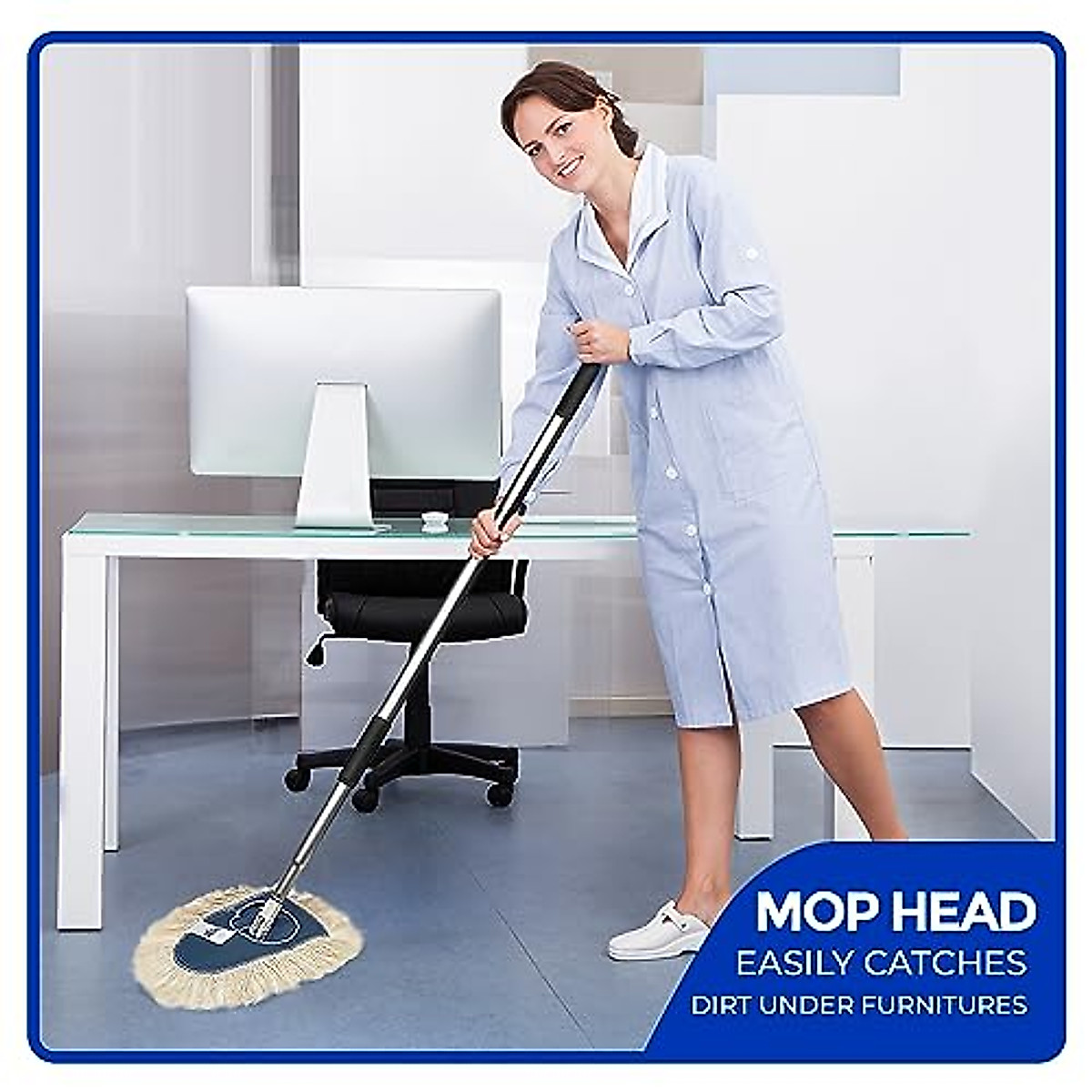 Nine Forty Industrial Strength Ultimate Cotton Floor Dust Mop Wedge Refill | Commercial Cleaner Mop Head Replacement - 2 Pack