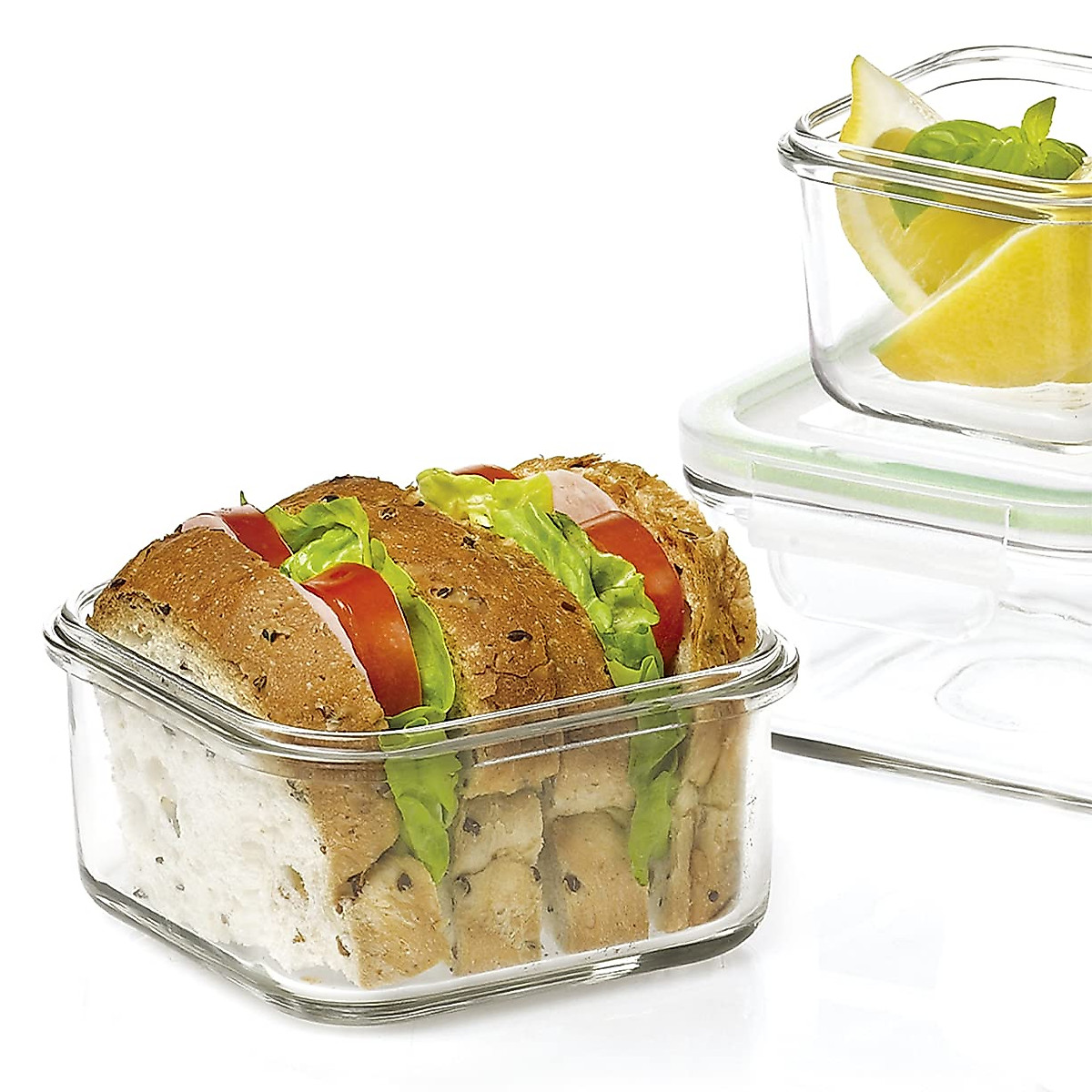 Square Tempered Glass Food Container 17-ounce/490ml RP523 - Glasslock Airtight Anti Spill