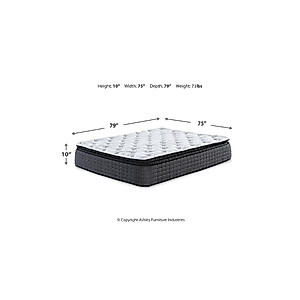 Signature Design by Ashley King Size Chime Elite 10 Inch Plush Green Tea & Charcoal Gel Memory Foam Mattress with Micro Cool Cover, 79"L x 75"W x 10"Th, White