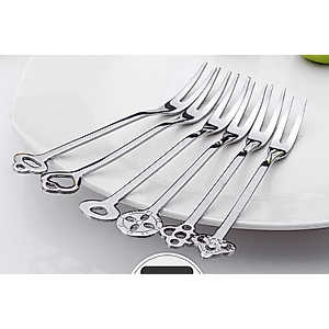 6 Pack Fruit Forks Stainless Steel Pickle Forks, 4.84 Inch Small Cocktail Forks for Olive Appetizer Dessert Seafood, Gifts for Women in Her Birthday Anniversary Valentines Mother’s Day
