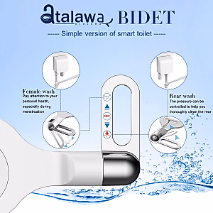 Atalawa Bidet Toilet Seat Attachment Ultra Slim Bidet With Self Cleaning Dual Nozzle Adjustable Water Non Electric Bidet Fresh Water Spray for Sanitary and Feminine Wash