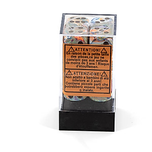 Chessex Dice d6 Sets: Festive Vibrant Swirl with Brown Pips - 12mm Six Sided Die (36) Block of Dice