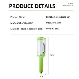 Fruit Vegetable Peeler With Storage -Modern Design Fruit Peeler Potato Peeler For Kitchen Make No Mess First Peeler With Storage Box Easy Use Easy Wash Fish Peeler Easy Grip Cucumber Peeler.