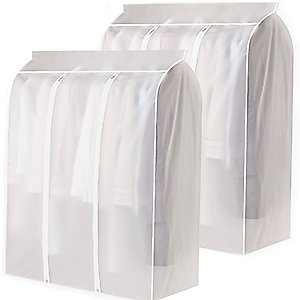 50'' Garment Bags for Hanging Clothes, Large Translucent Frosted Garment Rack Cover Bags Clothing Storage Bag with Zipper for Hanging Shirts, Coats, Dresses, Suits, Seal Closets to Protect Clothing