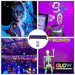 60 ft-Remote UV Black Light for Parties, JLPOW Super Bright 27W Dimmable Sound Activated Black Lights, DMX Control 9 LED UV Bar Blacklight,Best for Glow Dance Party Birthday Wedding DJ Stage Lighting