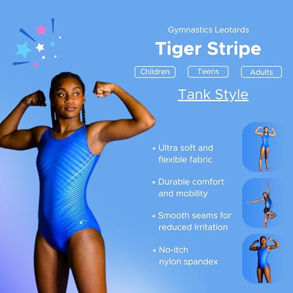 Destira Gymnastics Leotards for Girls, Tiger Stripe, Super Soft Leotards for Women and Girls with Matching Scrunchie, Gymnastics, Dance, Cheer, Yoga, and More, Adult X-Small