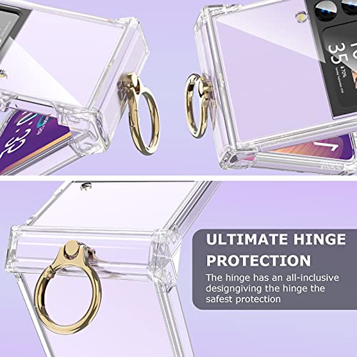 Case with Hinge Protection Clear Samsung Flip 4 Case with Kickstand Protective Cover for Samsung Galaxy Z Flip 4 5G (2022) - Clear