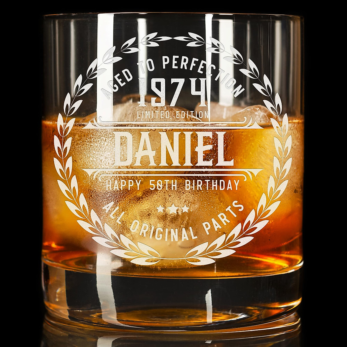 50th Birthday Gifts for Men - Personalized Whiskey Glass - Old Fashioned Funny Novelty 50 Year Old Man Gift Ideas - 50th Decorations for Dad, Husband, Friend - 50th Birthday Present for Him 1974 Gift