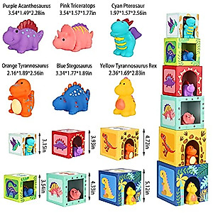 KMTJT Toddlers and Babies Dinosaur Sorting and Stacking Toys Blocks for 1-3 Kids Preschool Learning, Numbers Nesting Boxes Montessori Toys Gifts for 1 2 3 Year Old Baby Boys Girls