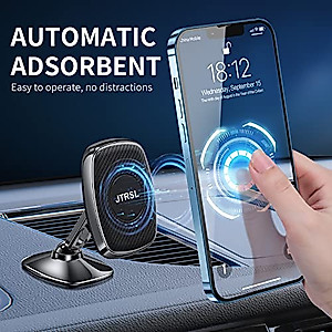 JTRSL Car Magnetic Phone Mount - Alloy Car Phone Holder for Dashboard and Air Outlet, 360° Rotatable Universal Magnetic Car Mount Suitable for iPhone, Samsung and Other Smartphones (Black)