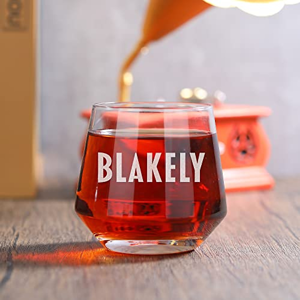 Personalized Whiskey Glass Engraved with Your Custom Text -12oz Customized Glass for Old Fashioned, Cocktails or Bourbon (13oz Whisky Rock)