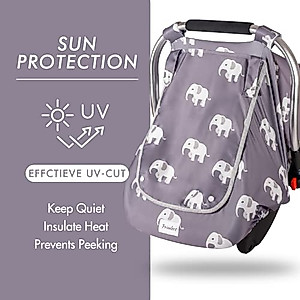 Car Seat Covers for Babies, Large Window Baby Car Seat Covers, Stretchy Carseat Canopy with Breathable Peekaboo, Kick-Proof & Windproof Infant Carseat Cover for Boys Girls