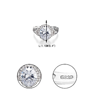 EVER FAITH 925 Sterling Silver Vintage Style Oval Cubic Zirconia Engagement Ring Clear - Size 7