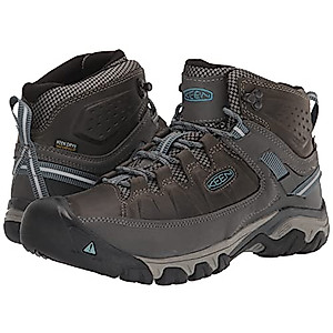 KEEN Women's Targhee 3 Mid Height Waterproof Hiking Boots, Magnet/Atlantic Blue, 9.5