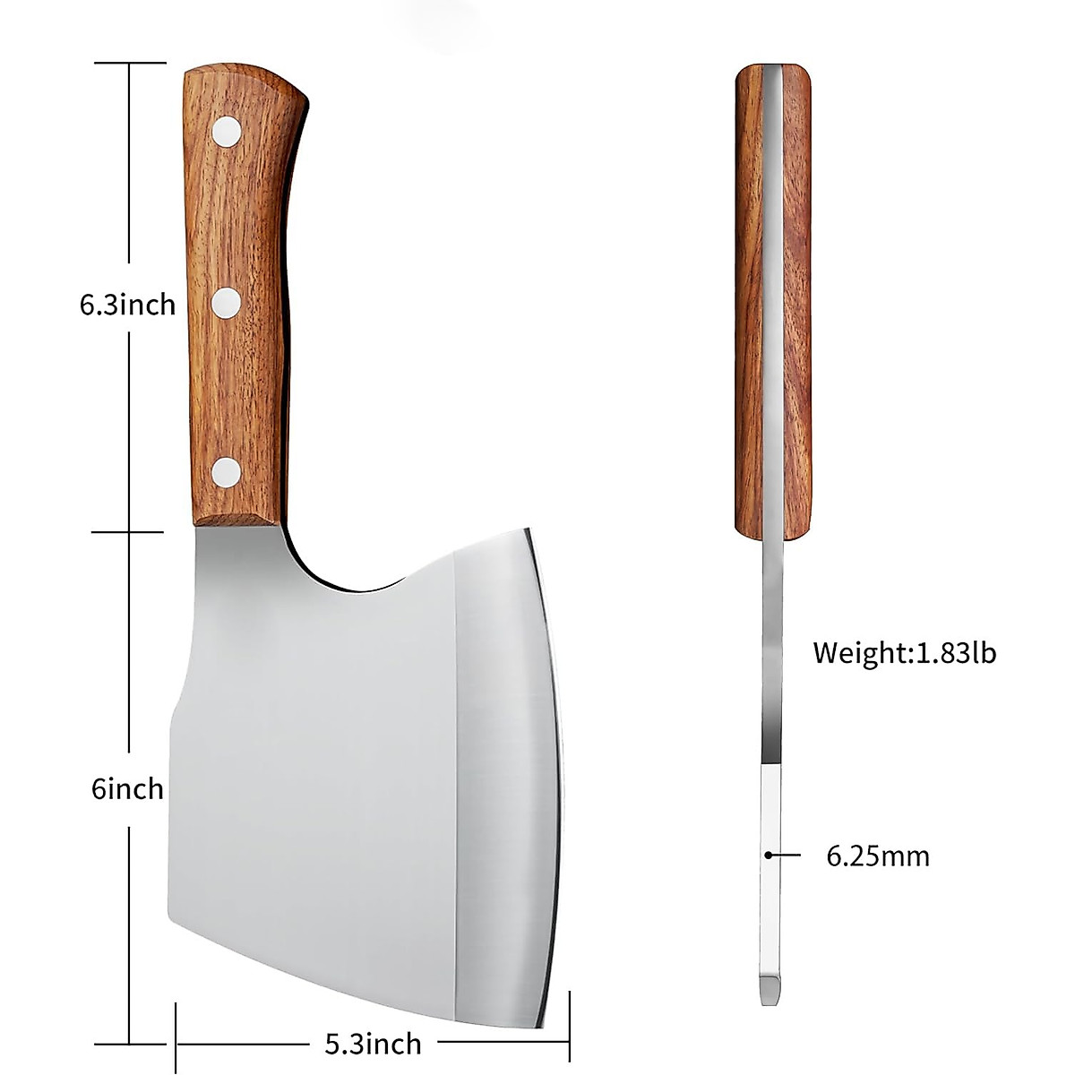 ohmonlyhoo 2024 New Meat Cleaver, Ultra Sharp Heavy Duty Bone Chopper Knife with Wood Handle For Meat, Vegetable and Bone Cutting with High Carbon Stainless Steel Bone Cutting Knife Bone Breaker
