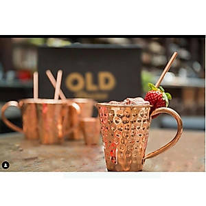 100% Pure Copper Old Moscow Mug, Copper Cup 12 Oz + 1 free Copper Straw