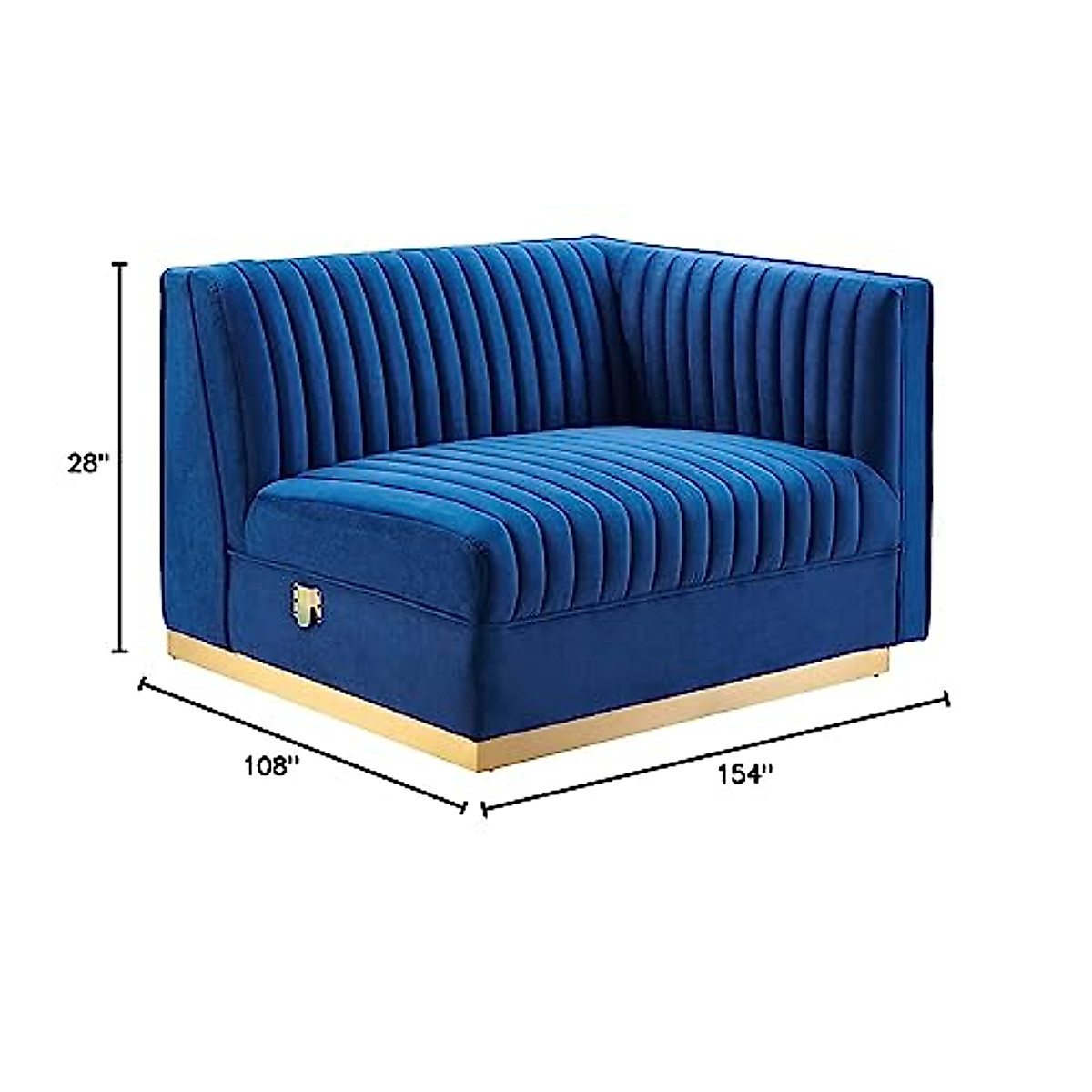 Modway Sanguine Channel Tufted Performance Velvet Modular Sectional Sofa, 6-Piece Set, Navy