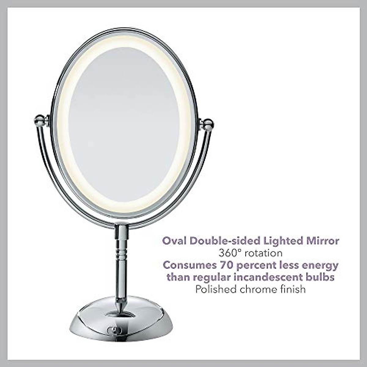 Conair Lighted Makeup Mirror, LED Vanity Mirror, 1X/7X Magnifying Mirror, Double Sided, Battery Operated in Polished Chrome