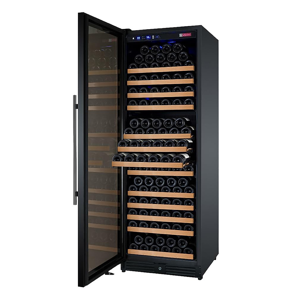 Allavino 24" Wide FlexCount II Tru-Vino 177 Bottle Single Zone Black Left Hinge Wine Refrigerator