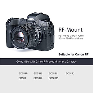 AstrHori 50mm F2.0 Large Aperture Full Frame Manual Prime Lens with Blur Effect & Filter Slot Compatible with Canon RF-Mount Mirrorless Camera EOS RP,EOS R5,EOS R6,EOS R3,EOS R,etc(Black)