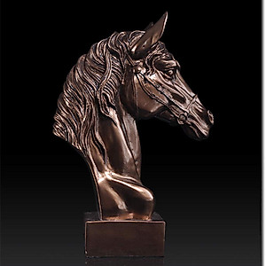 SHJDLSB Retro Horse Head Statue, Antique Copper Animal Doll, Arts and Crafts Living Room Office Decoration-1_291343CM