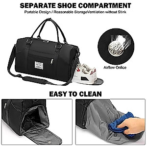 Dec-Mec Gym Bag for Women, Sports Duffle Bag with Yoga Mat Holder, Carry On Weekender Overnight Bag with Shoe Compartment & Wet Pocket, Duffel Bag for Travel Tote Bag Yoga Hospital