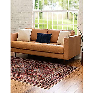 Unique Loom Revival Collection Traditional Medallion Border Burgundy/Black Area Rug (8' 4 x 12' 0)