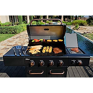 Kenmore PG-A40409S0LB-2 4 Burner Cabinet Style Propane Gas BBQ Grill with Searing Side Burner, 52000 Total BTU, Black and Copper