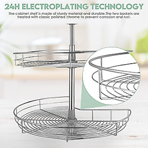 32'' Kidney Chrome Lazy Susan MATHOWAL 2-Shelf Kitchen Cabinet Blind Corner Kidney Shaped Corner Organizer Storage RackIUS Store