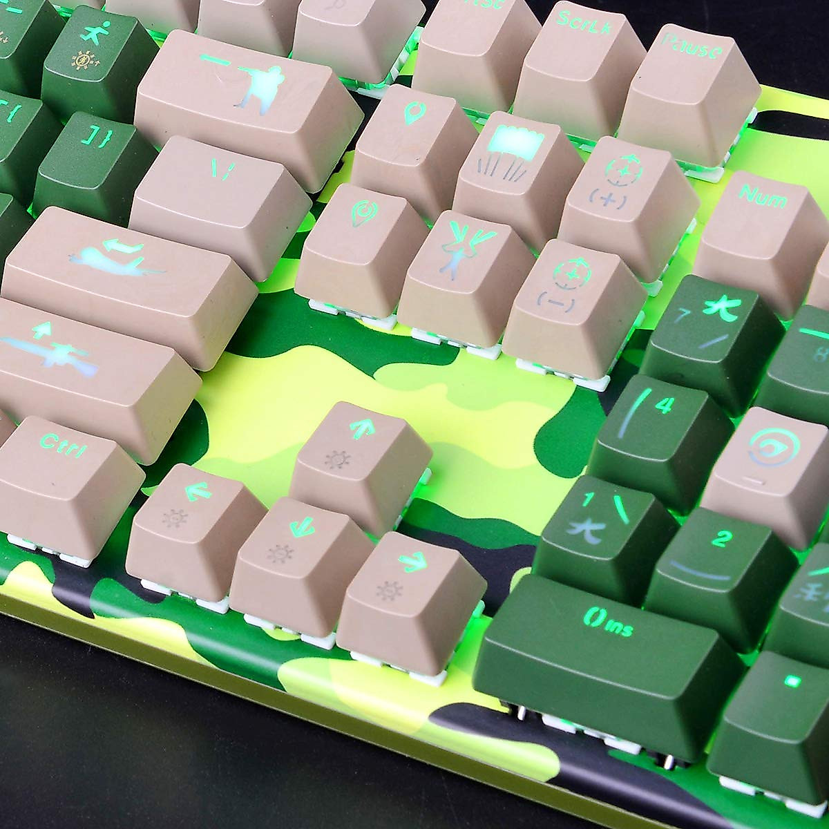 Merdia Mechanical Gaming Keyboard Wired Backlit OUTEM Black Switch Keyboard Full Size 104 Keys US Layout-Camouflage
