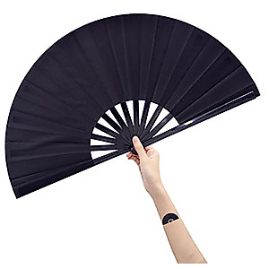 Amajiji Large Folding Fan, Chinease/Japanese Folding Nylon-Cloth Hand Fan, Women Hand Folding Fans Hand Fan Gift fan Craft fan Folding Fan Dance Fan