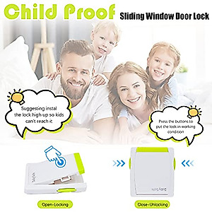 LATIBELL Sliding Glass Door Window Locks - 4 Pack Child Baby Proof Security Locks for Kids Safety Slide Closet Patio Doors, No Screws or Drills Needed