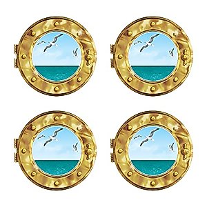 Beistle Cruise Ship Porthole Peel 'N Place 4 Piece World Traveler Party Supplies Nautical Wall Decorations, 12" x 15", Multicolored