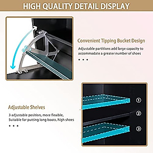 ANBUY Shoe Cabinet, Free Standing Tipping Bucket Shoes Cabinets, Shoes Storage Cabinet with 3 Flip Drawers and Storage Shelves, Narrow Shoe Rack Cabinet for Entryway, Modern Shoes Organizer